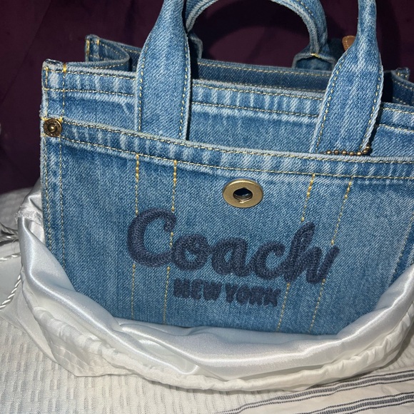 Coach | Bags | Coach Blue Denim Tote With Classic Stitching | Poshmark